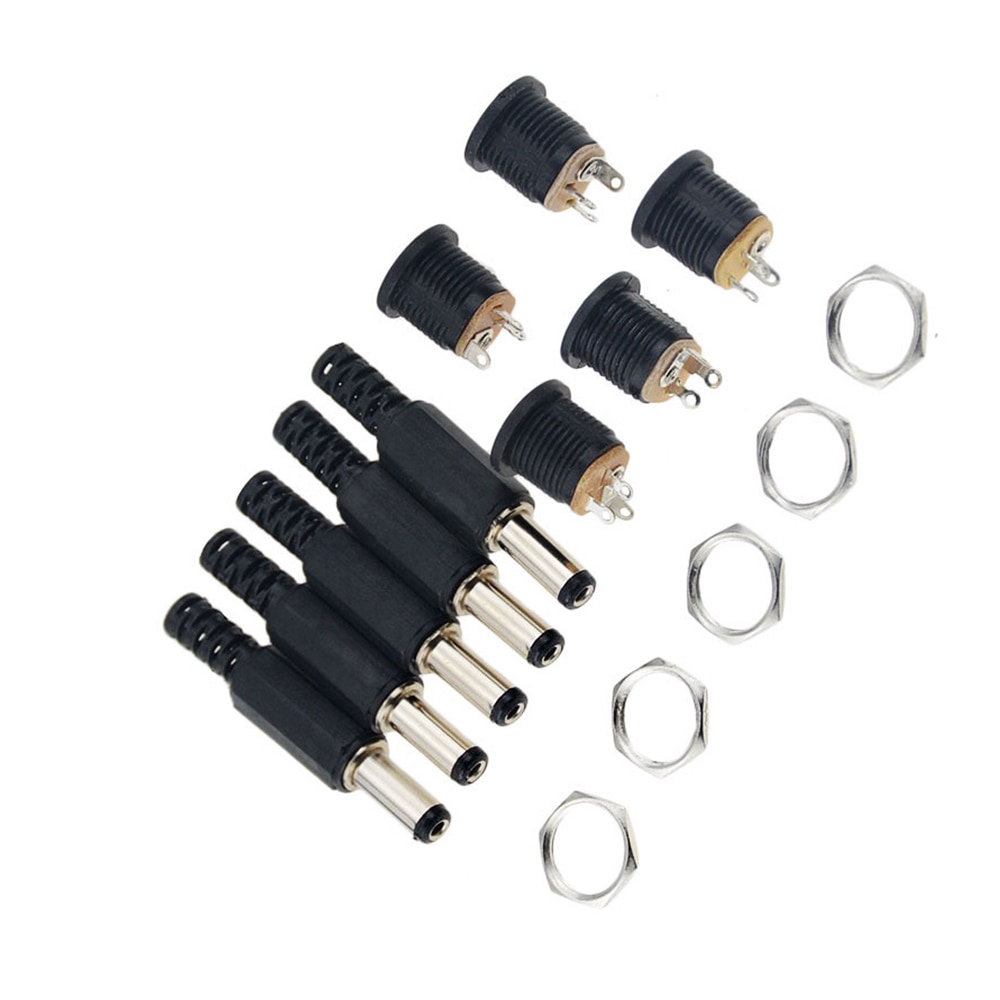 10PCS 12V 3A Plastic Male Plugs Female Socket Panel Mount Jack DC Power ...