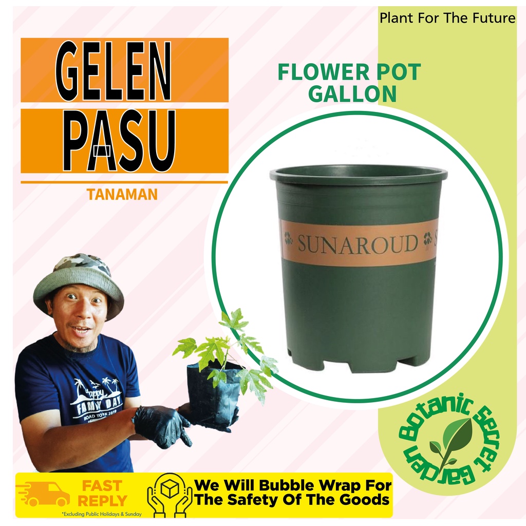 Pasu Plastik Tanam Pokok Bunga Bentuk Bulat Taman Rumah Gallon Flower ...