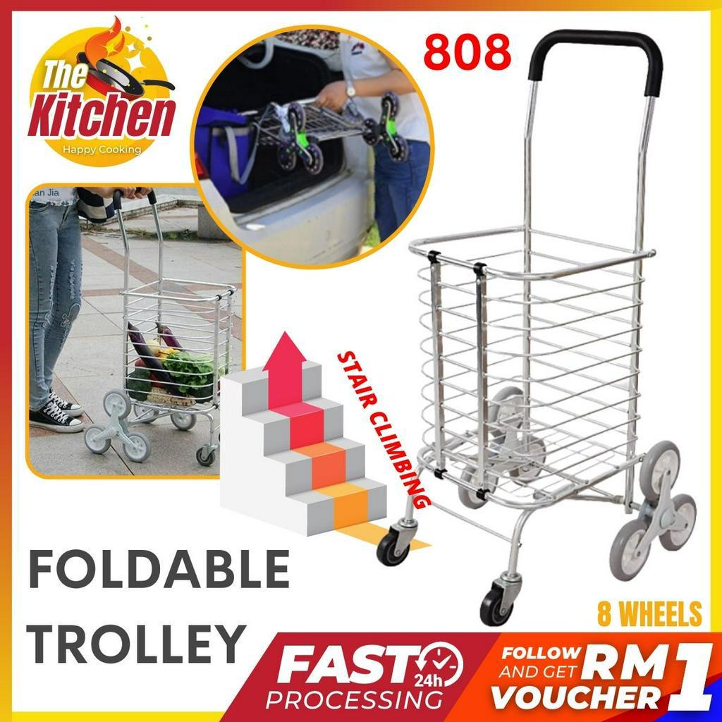 Climbing Stairs 8 Wheel Aluminium Foldable Folding Grocery Shopping ...
