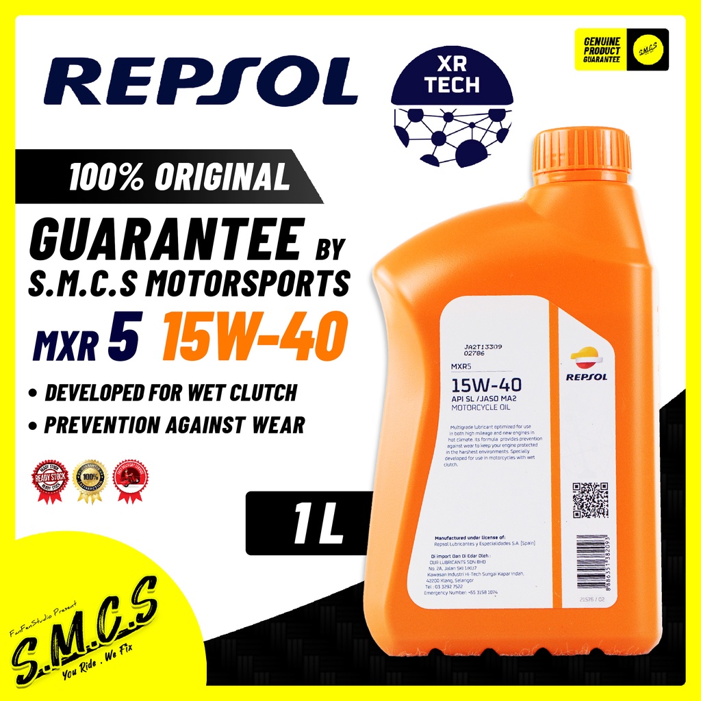 REPSOL 4T 15W40 MXR 5 [NEW] 1L XR Tech MCO ACTION SERIES 100%ORIGINAL ...