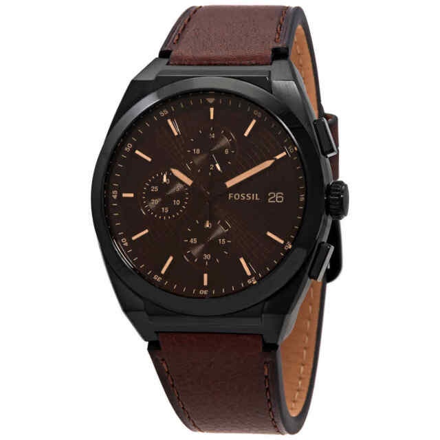 Authentic Fossil Everett Brown Dial Leather Watch FS5798 Jam Tangan ...