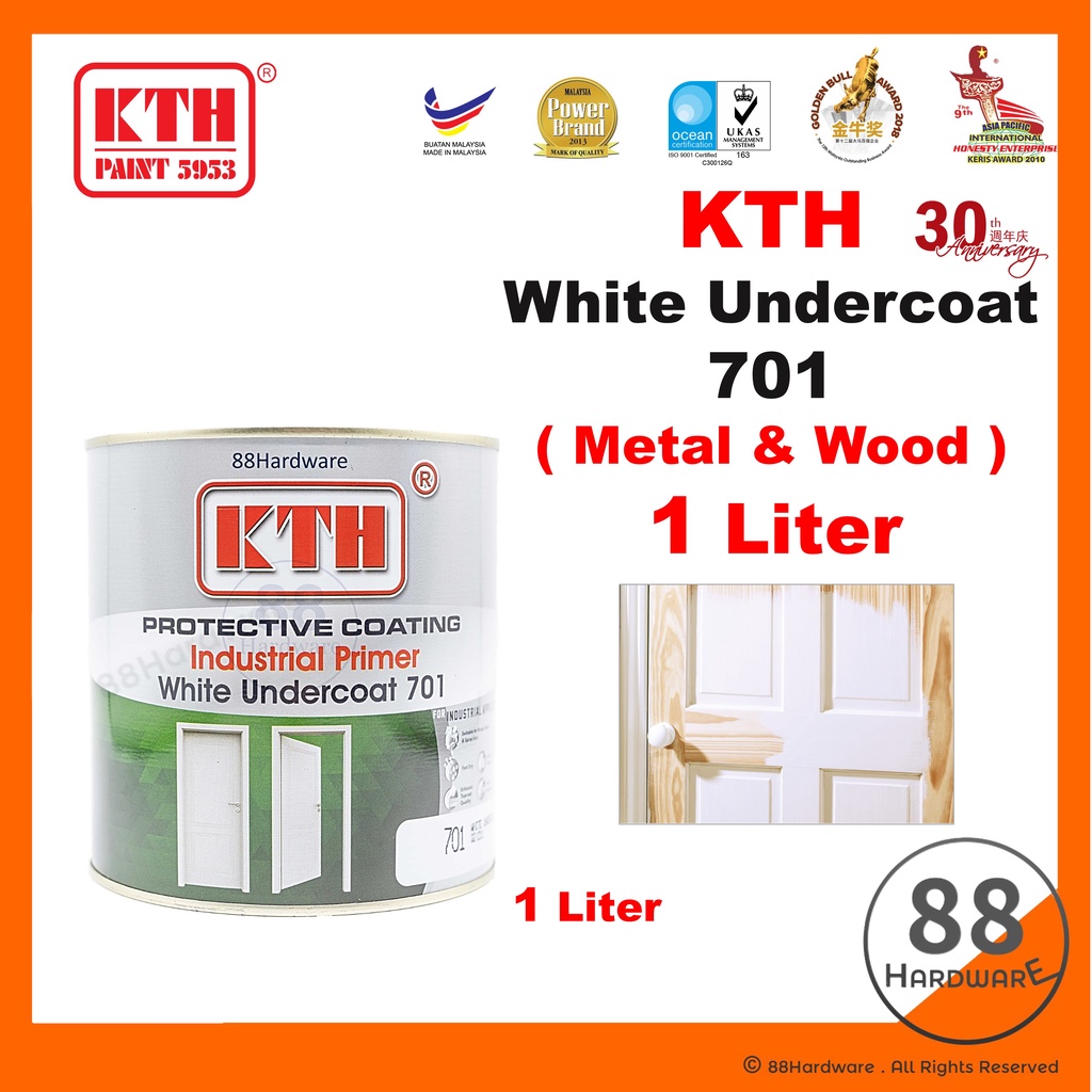 1L Kth 701 white undercoat paint / primer / metal / wood / high gloss ...