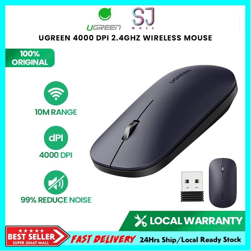UGREEN Wireless Silent Mouse 4000 DPI For Computer Laptop PC Mice ...