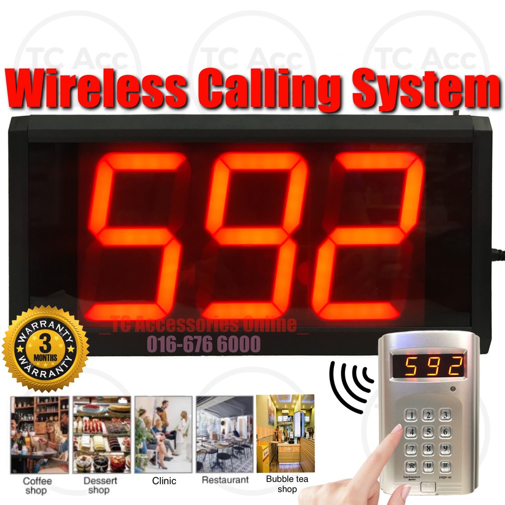Queue Wireless Calling System receiver host +1 keypad call button for ...