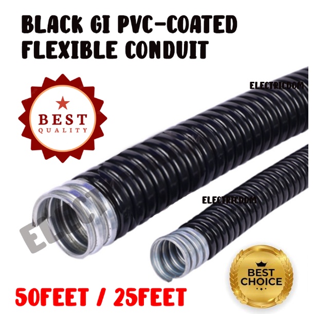 BLACK GI PVC-COATED FLEXIBLE CONDUIT (15MTR) - 3/4" (20mm) 1" (25mm ...