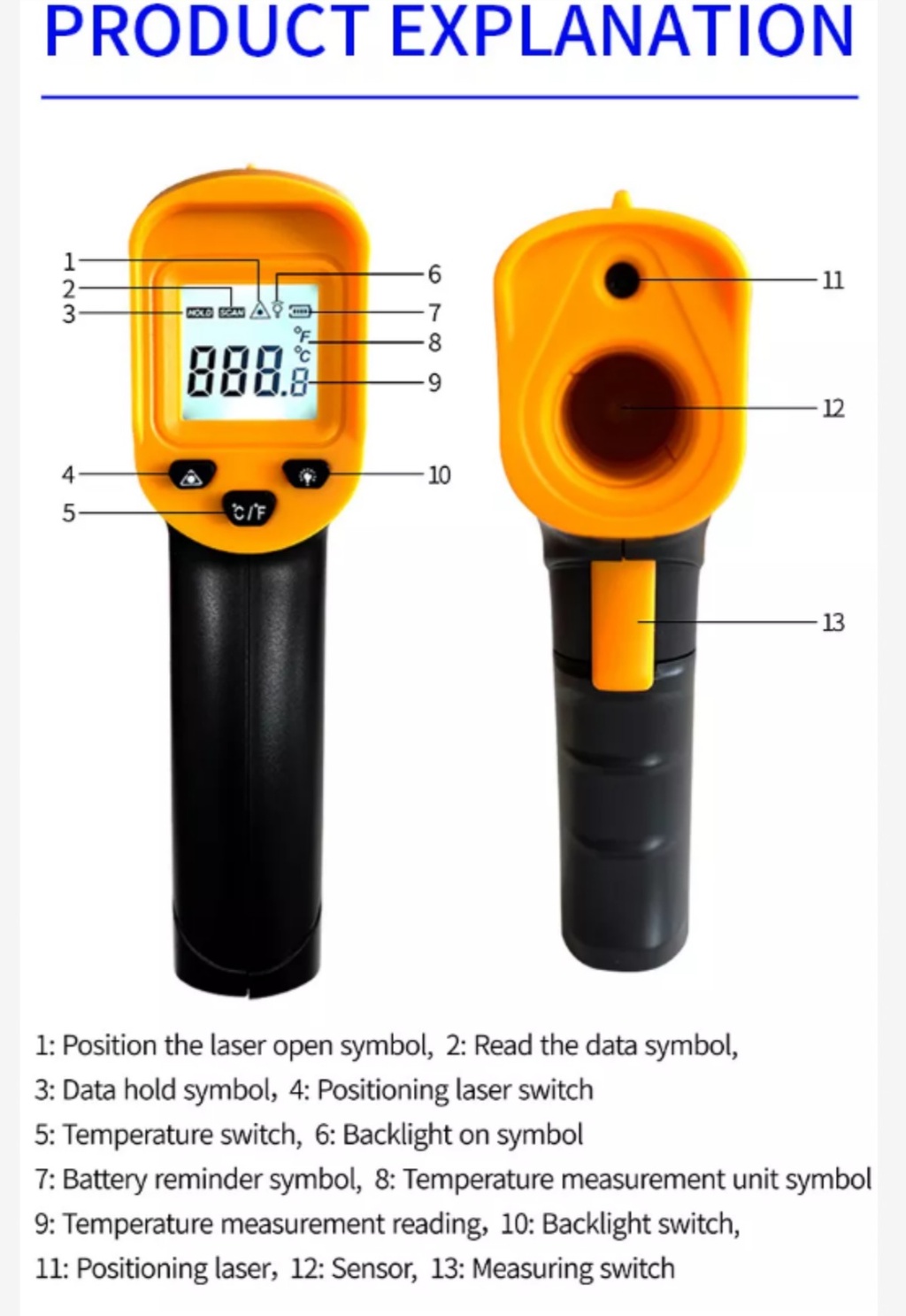Laser Temperature Meter Infrared thermometer Industry Infrared Food ...