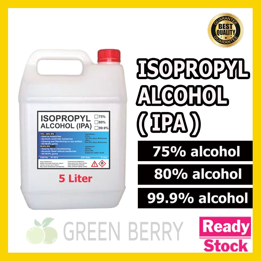 Hand Sanitizer Isopropyl Alcohol IPA 75% 80% 99.9% 5L Rubbing Alcohol ...