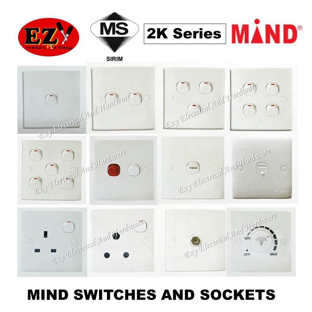 MIND SWITCH 2K SERIES SWITCHES & SOCKETS *SIRIM APPROVED* | Shopee Malaysia