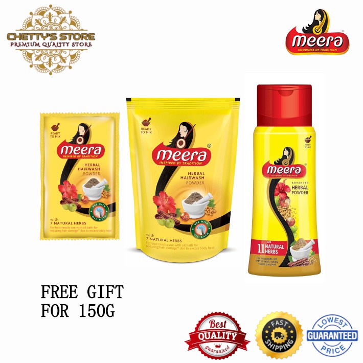 MEERA HERBAL HAIR WASH POWDER 40g/80g/150g | Shopee Malaysia