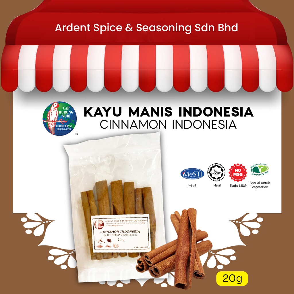 Parrot Brand Cinnamon Indonesia (20g) / Kayu Manis Indonesia cap Burung ...