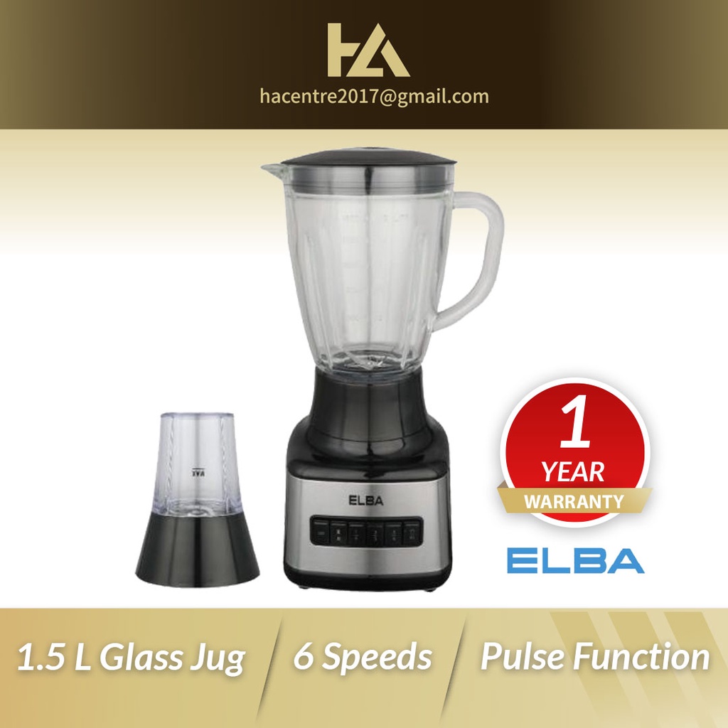 Elba 6 Speed + Pulse 1.5L Glass Jug Blender EBG-K1556G(BK ...