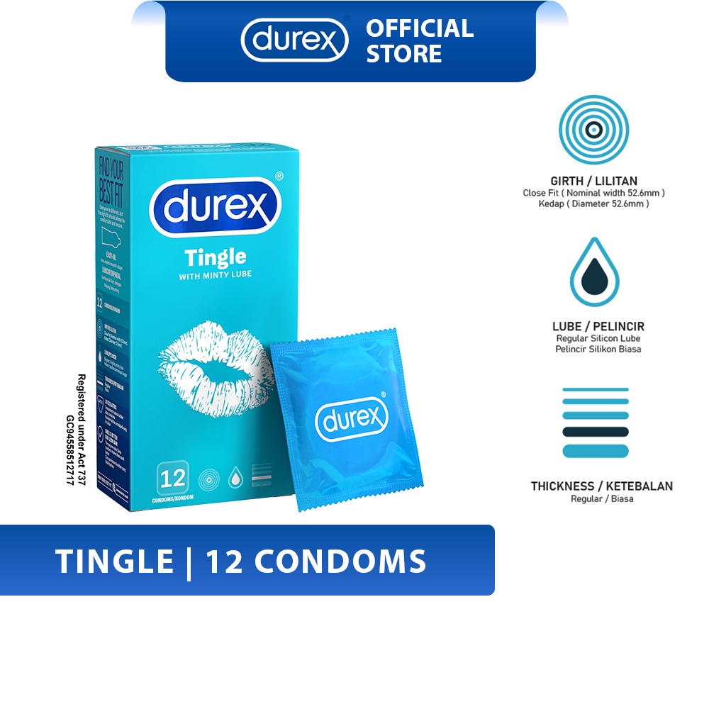 Durex Tingle Condoms for Man with Minty Lube Regular Size (52mm x 12's) | Shopee Malaysia