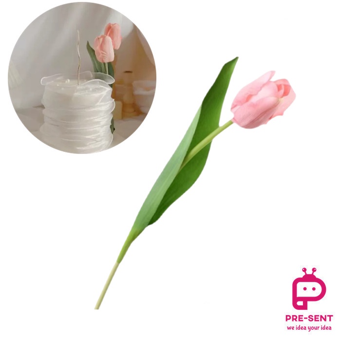 (Look So Real) Artificial Tulip Flower Cake Topper Set Happy Birthday ...