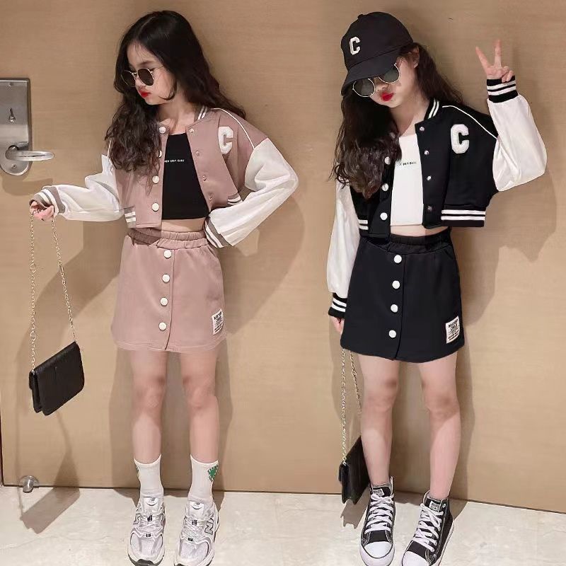 Girls Sports Suit 2022 Autumn New Style Casual American Preppy Baseball ...