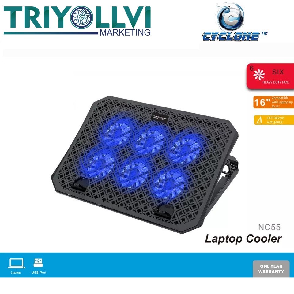 Cyclone NC55 6 Fan Laptop Cooling Pad - Gaming Cooler 6 Fans & Stand ...