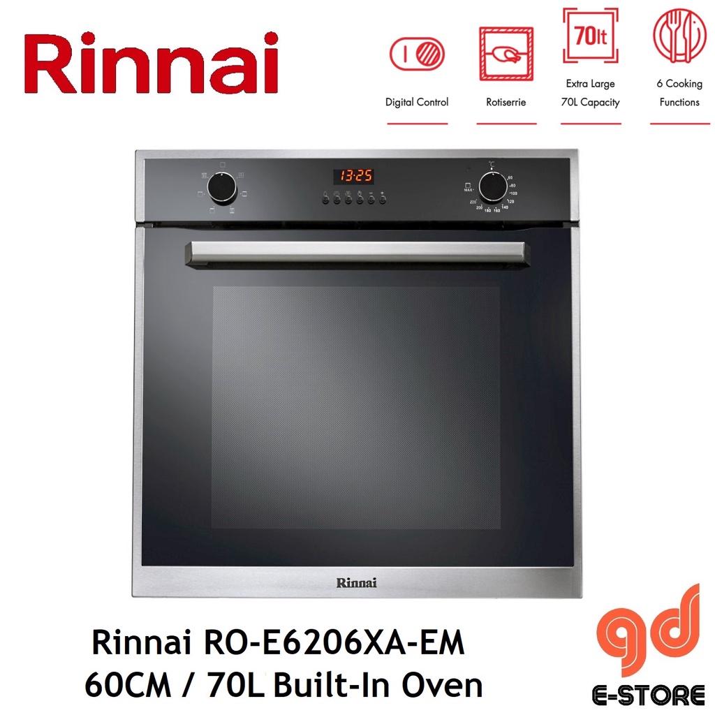 Rinnai RO-E6206XA-EM 60CM / 70L Built-In Oven ROE6206XAEM | Shopee Malaysia