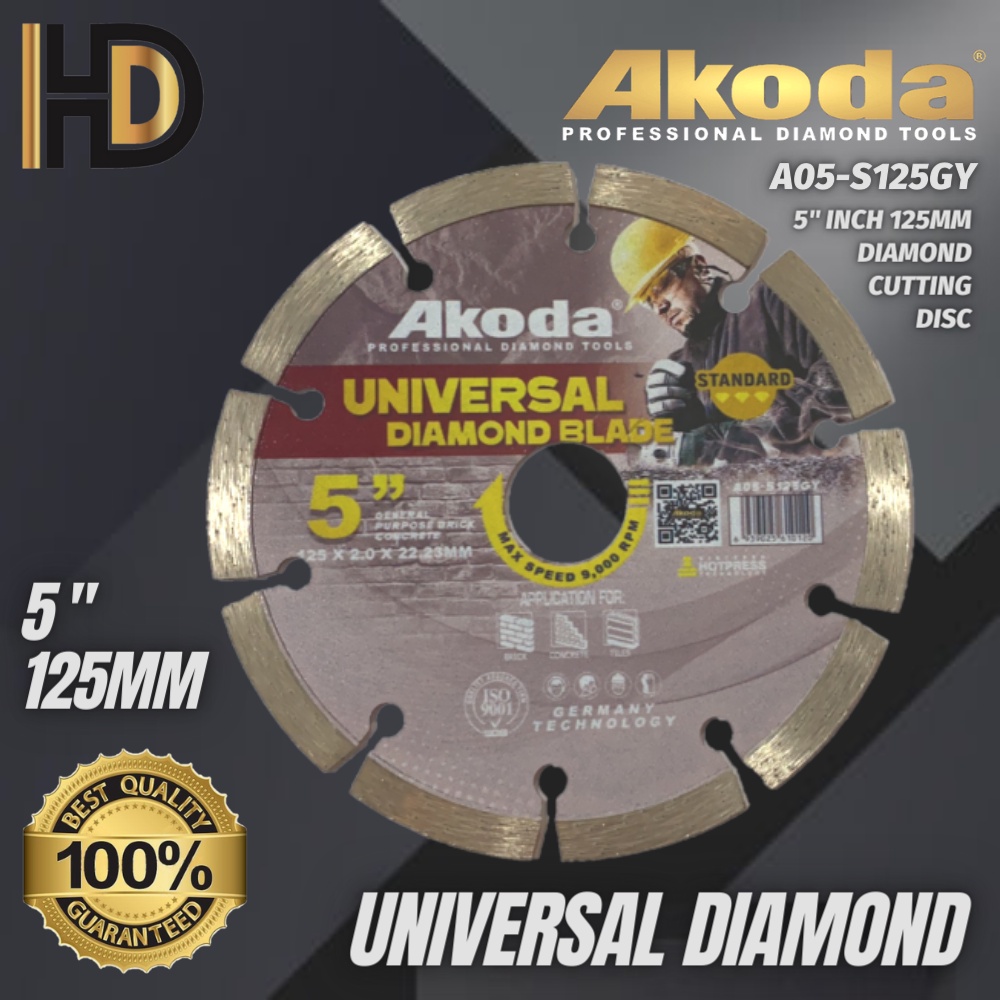 AKODA 5" 125MM Universal Diamond Cutting Disc / AKODA A05-S125GY 5 ...
