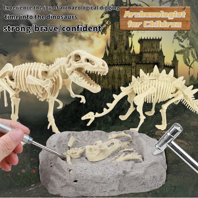 Dinosaur Skeleton Dig Kit Excavation Kit Toy Fossil Mining Digging Clay ...