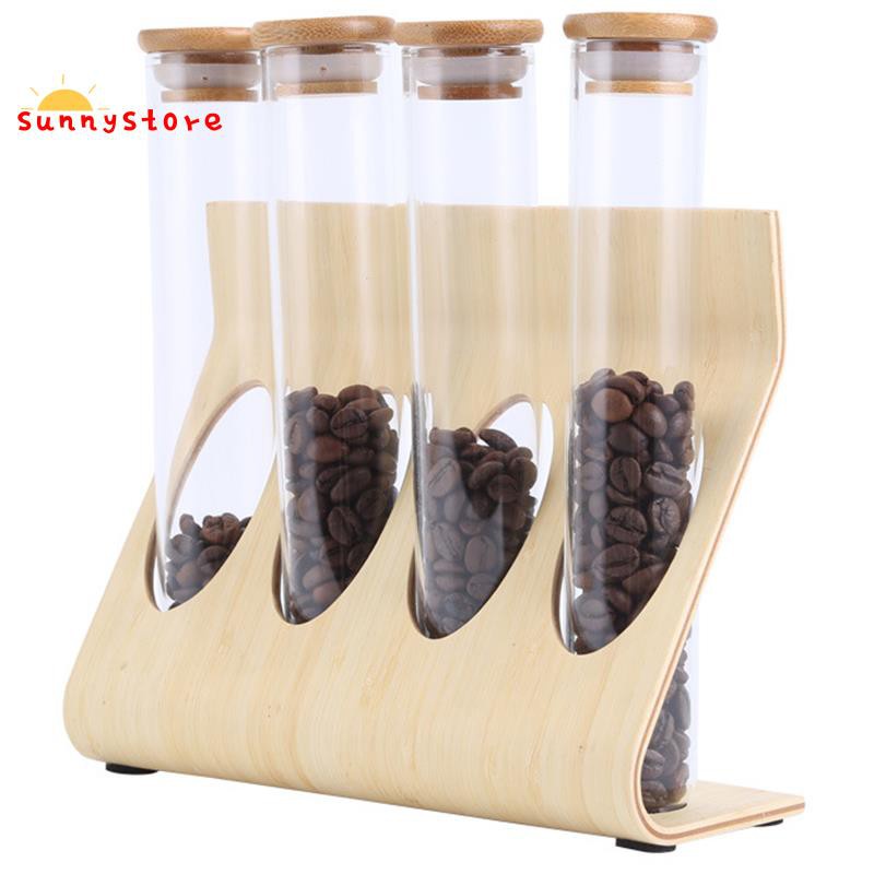Wooden Coffee Beans Tea Display Rack Stand Glass Test Tube Sealed ...
