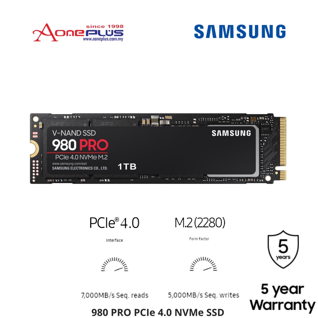 (AONE PLUS SS2) SAMSUNG 980 PRO M.2 2280 PCI-Express Gen 4.0 x4, NVMe ...