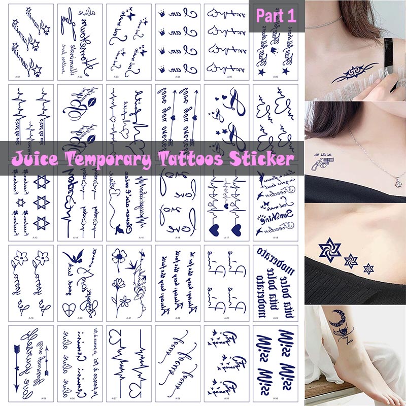 [Malaysia Stock]Juice Temporary Tattoos Sticker Waterproof Letters Love ...