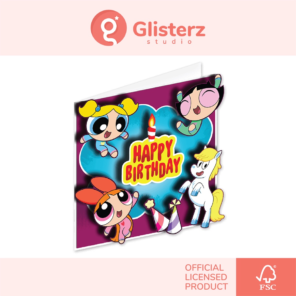 Glisterz 3D Greeting Card - The Powerpuff Girls Happy Birthday Card ...