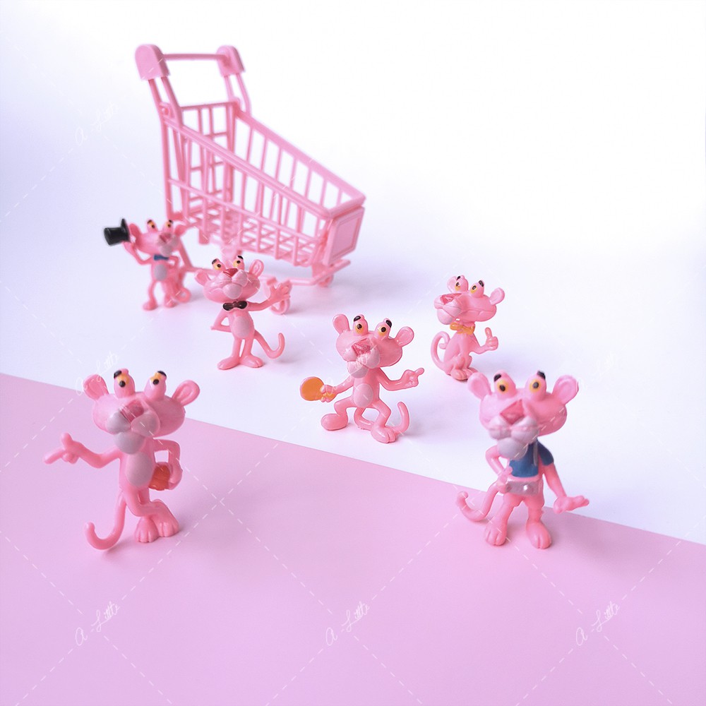 6pcs Pink Panther Cake Topper Party Decoration Pink Trolley 粉红豹6 ...