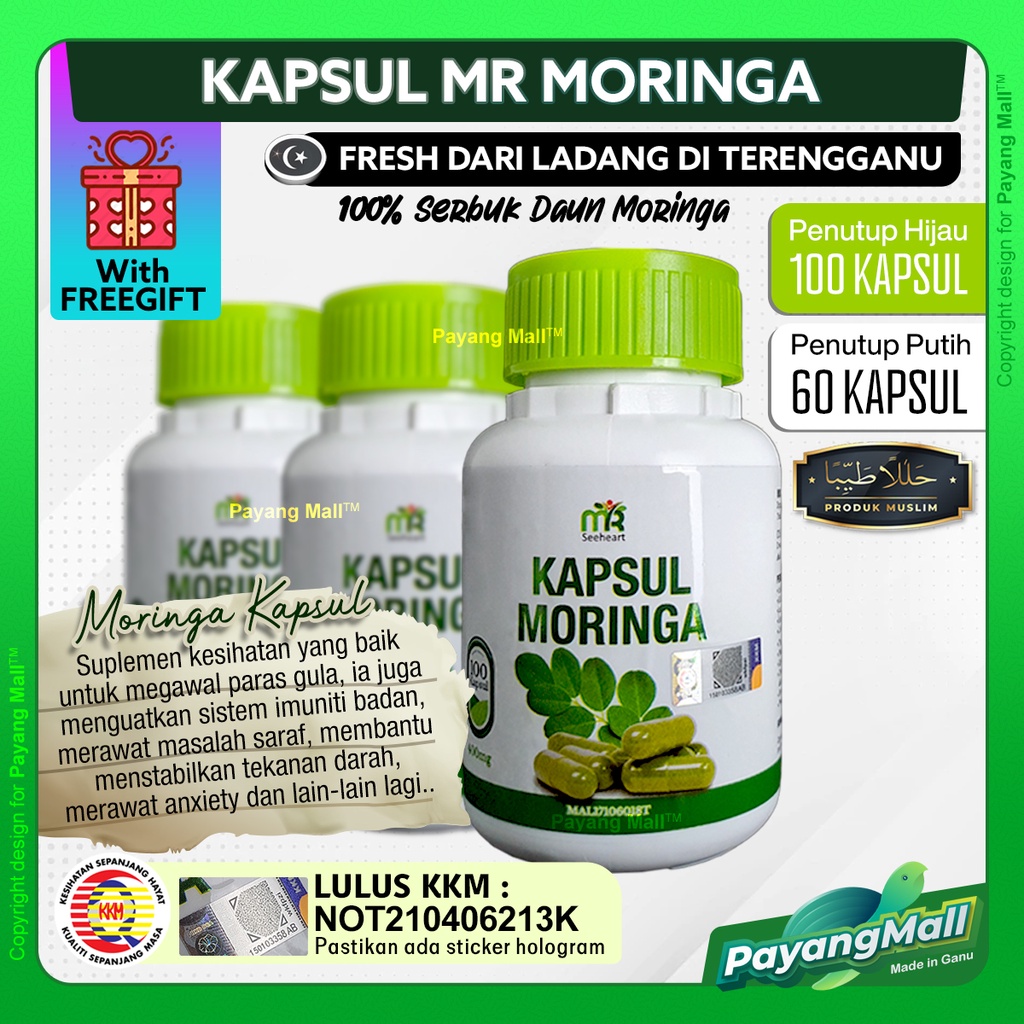 Kapsul Moringa Oleifera Daun Kelor Berry MR MORINGA Lulus KKM 辣木胶囊 ...