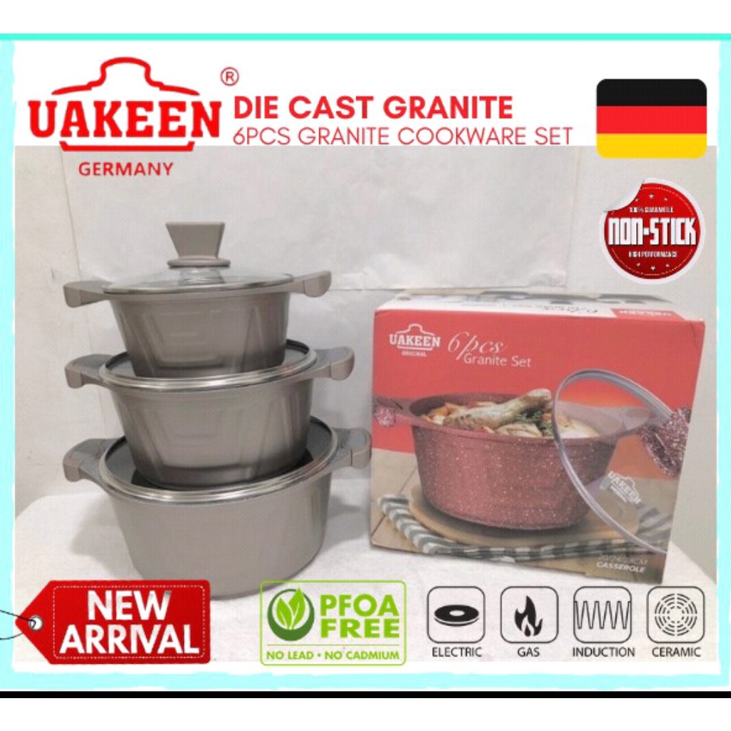 Ready Stock!!) (VK-521) UAKEEN Original 6pcs Garnite Non Stick ...