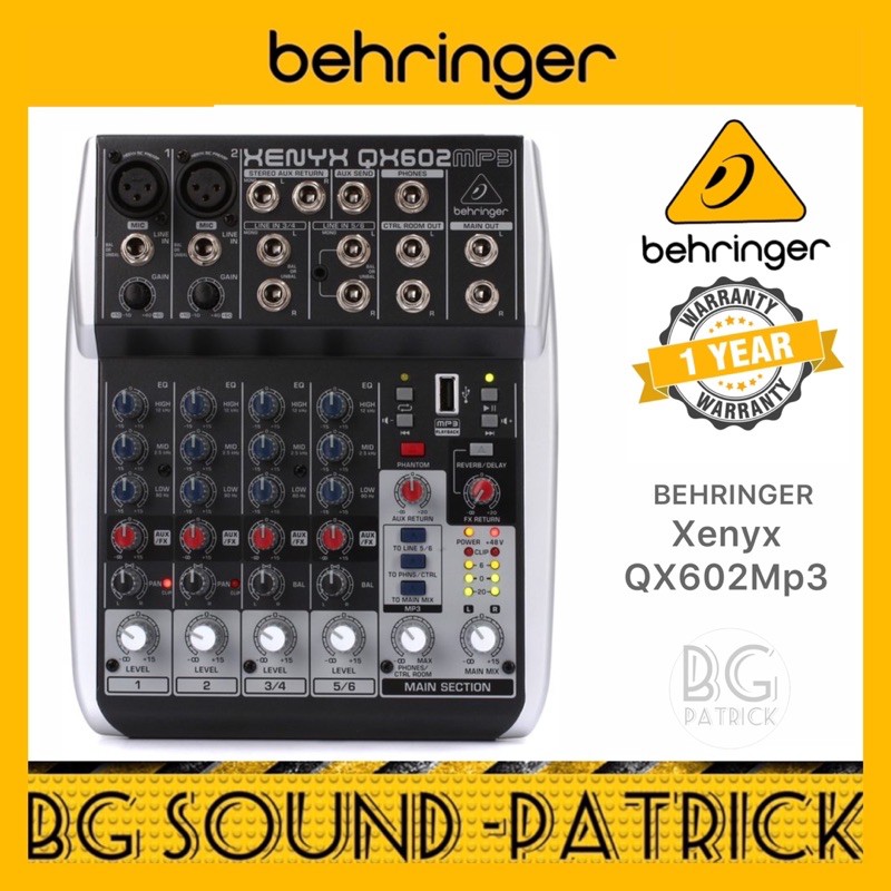BEHRINGER XENYX QX602Mp3 Premium 6-Input 2-Bus Mixer with XENYX Mic ...