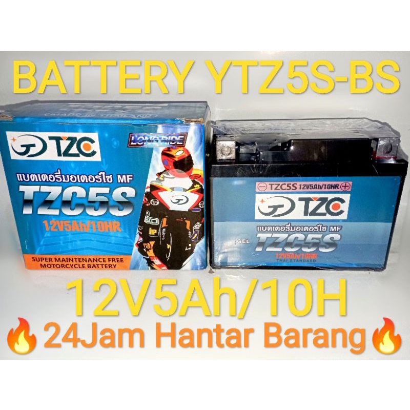 BATTERY YTZ5S-BS 12V5Ah/10Hr For YAMAHA SUZUKI KAWASAKI MODENAS Y15ZR ...