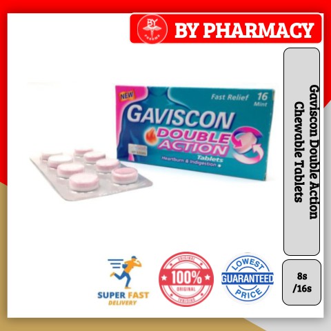 Gaviscon Double Action Chewable Tablets 8's or 16's for fast relief ...