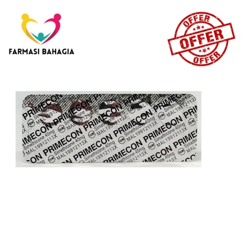 PRIMECON (SIMETHICONE) 40MG TABLET 10'S - For Flatulence / Gastric ...