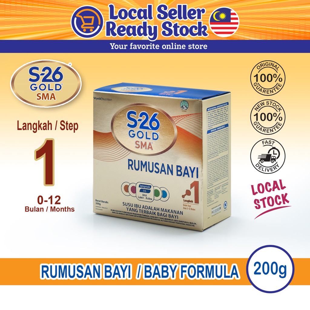 [Stock Ready] Wyeth S26 Gold SMA / Step-1 / Langkah-1/ 200g | Shopee Malaysia