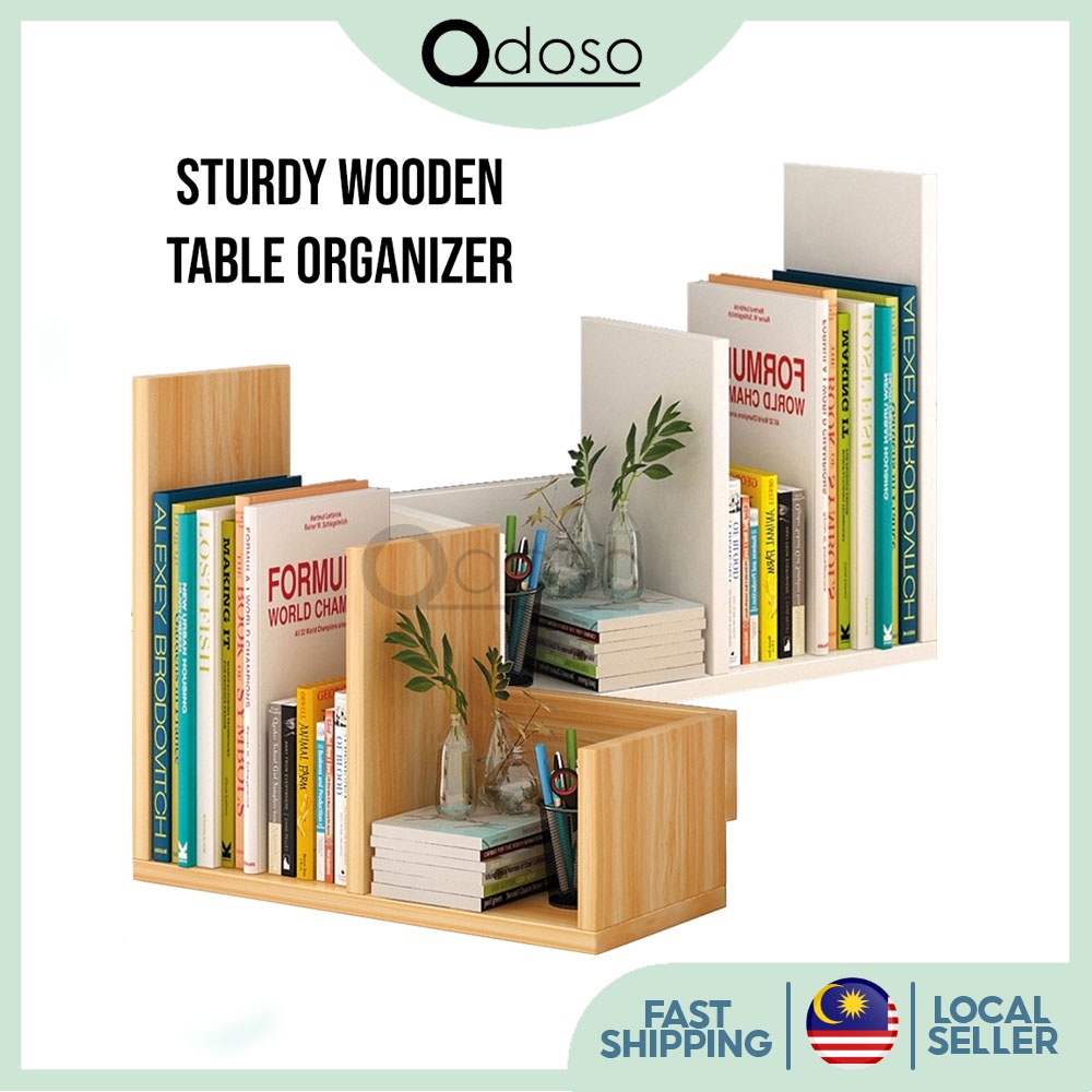 ODOSO D4381 Sturdy Wooden Table Top Book Rack Book Shelf Table ...