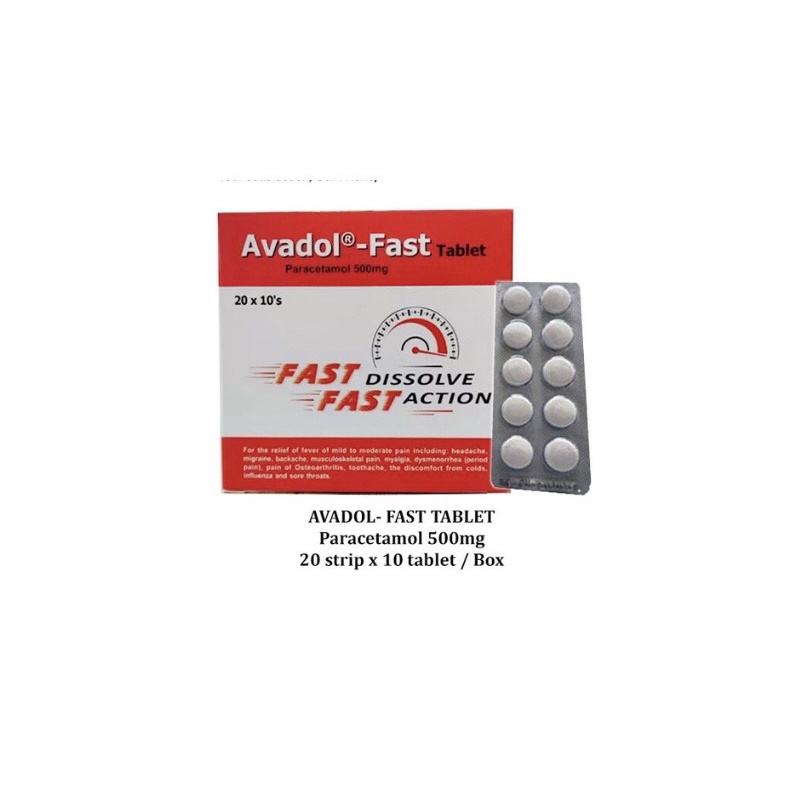 Avadol 500mg Fast Acting 3 x 10’s / 20 x 10’s (similar with Panadol ...