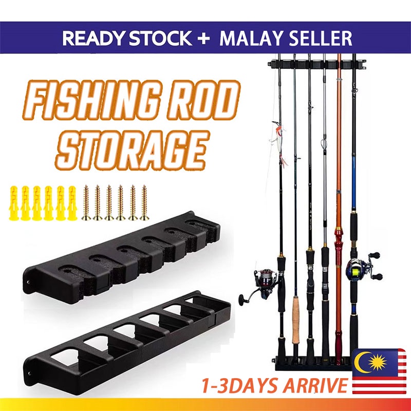 6 Holes Fishing Rod Rack Rod Stand Holder Rak Joran Rak Pancing Rak ...