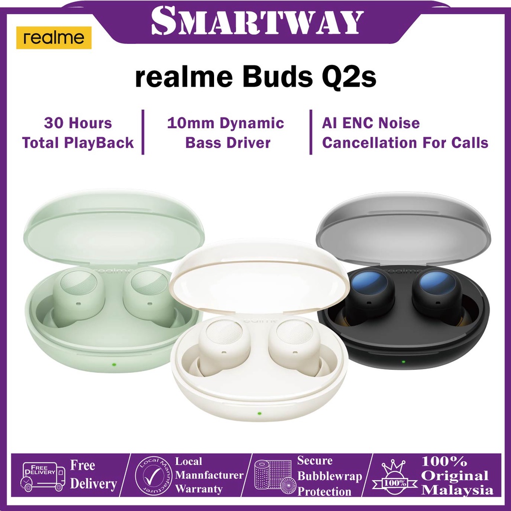 realme Buds Q2s | 30 Hours Total PlayBack | 10mm Dynamic Bass Driver | AI ENC Noise Cancellation ...