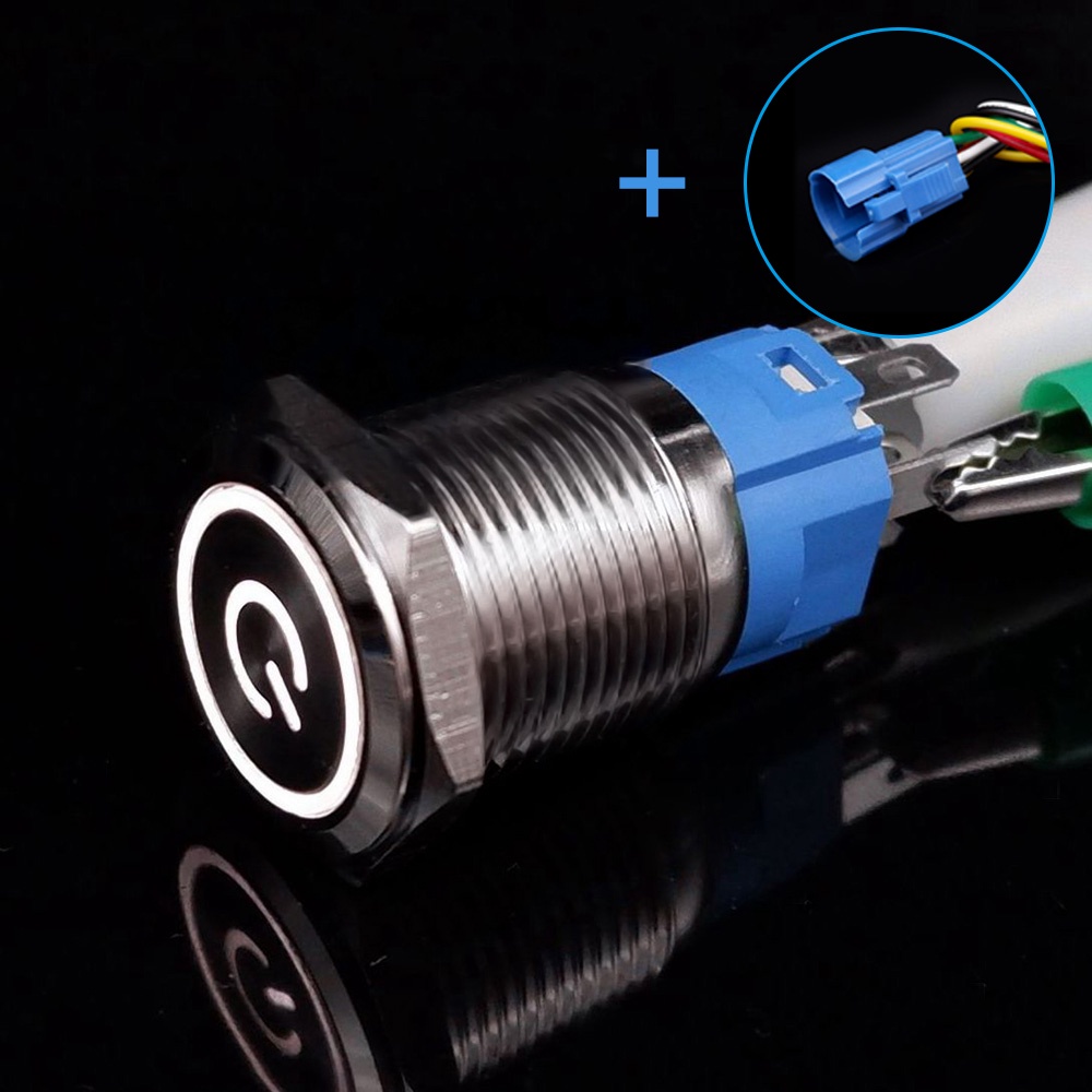 19mm Metal Push Button Switch Power Button Waterproof Flat Circular LED ...