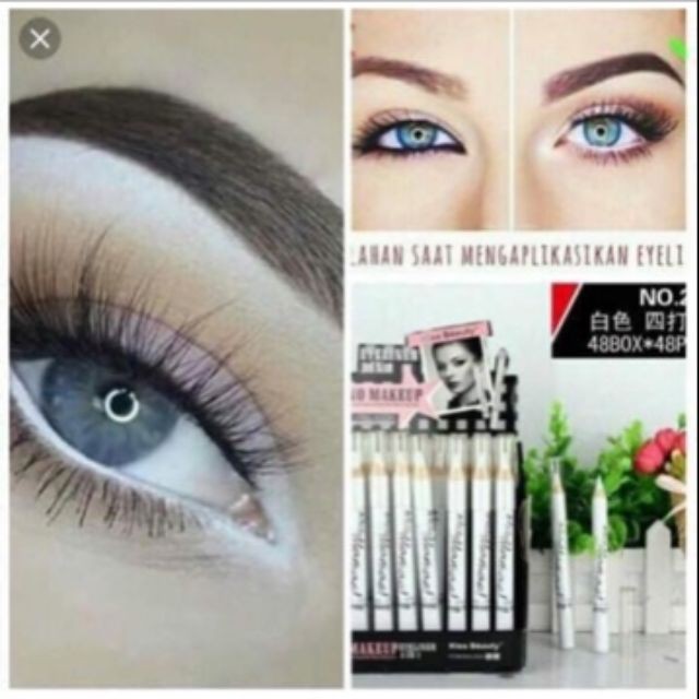 READY STOK EYELINER PUTIH KISS BEAUTY / CELAK PENCIL WHITE 3 PCS ...