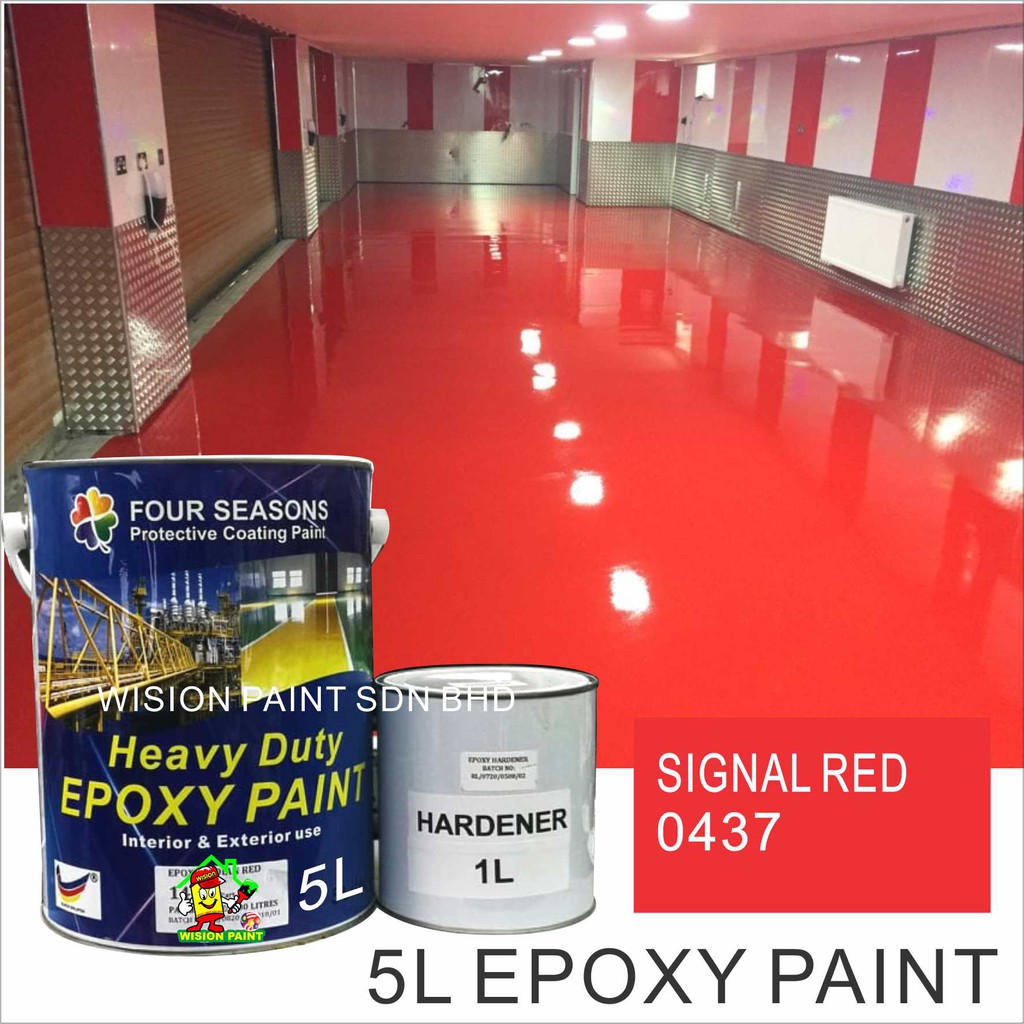 0437 SIGNAL RED ( 5L EPOXY FOUR SEASONS ) Paint Epoxy Floor Paint ...