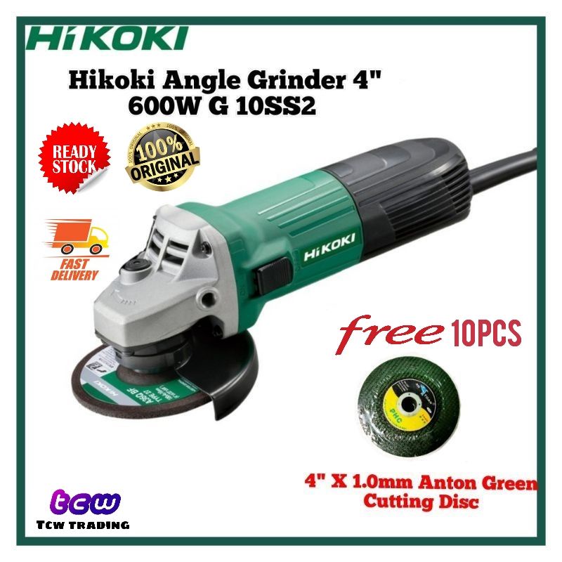 Hikoki Angle Grinder 4" 600W G 10SS2 Hitachi GWS Mesin Pencanai Gerinda ...