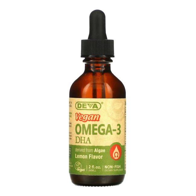 Deva, Vegan Omega-3 DHA, Lemon, 2 fl oz (60 ml), Vegan DHA from Algae ...
