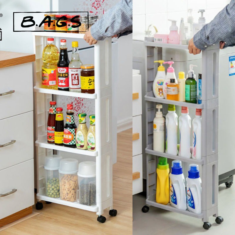 TheBags Kitchen Storage Pulley Storage Shelf 4 Layer Rack Removable ...