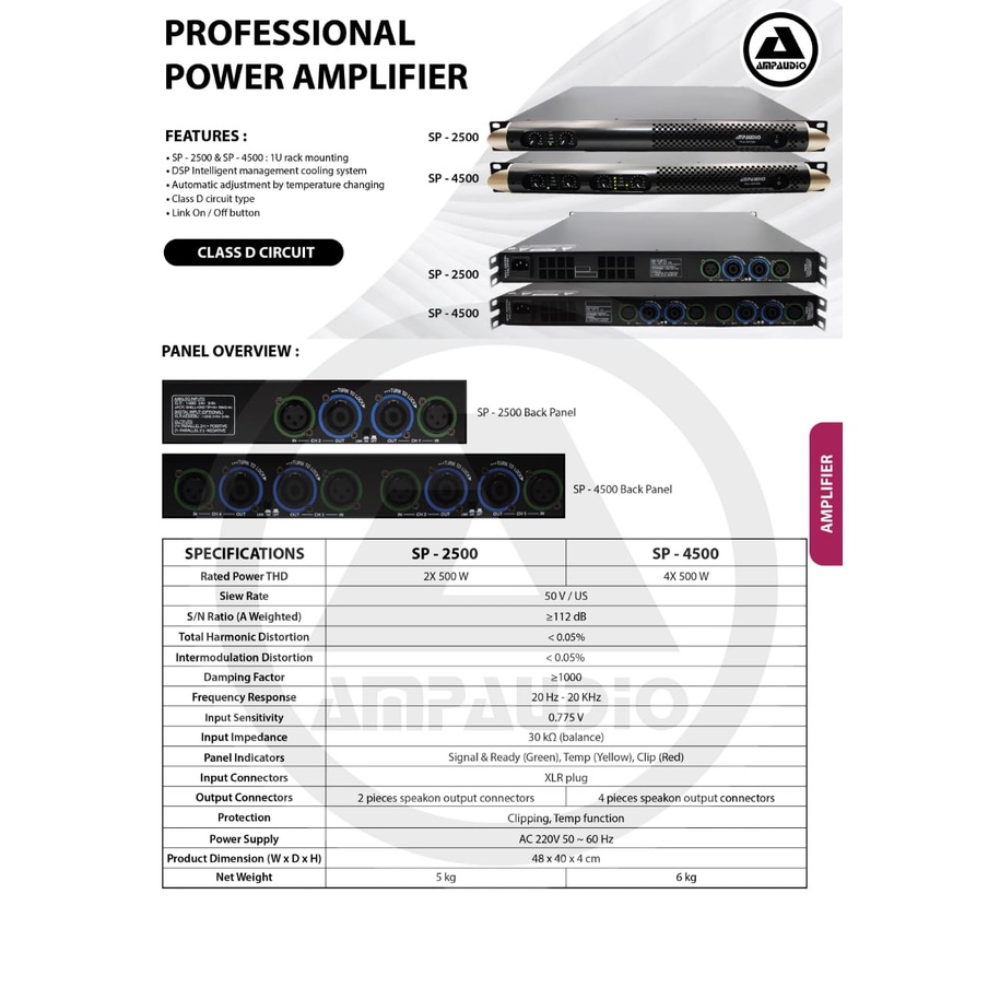 AMPAUDIO SP4500 "4"Channel Power amplifier | Shopee Malaysia