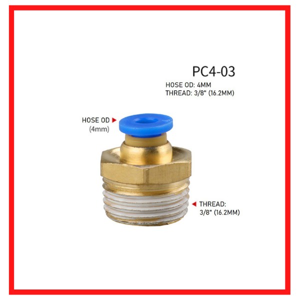 PC Series Quick Connector PVC Hose to Fix Thread Pneumatic Plug Head ...