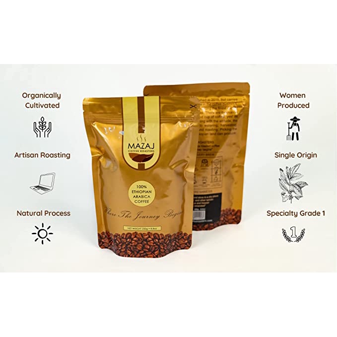 Mazaj Coffee Roasters Ethiopian Coffee Specialty Grade 1,100% Arabica ...