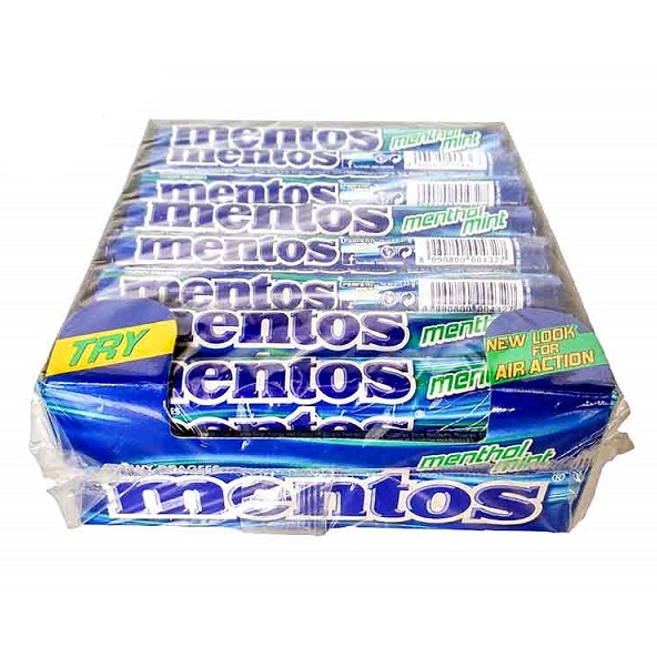24 Pcs Mentos Menthol Mint Chewy Dragees Stick Roll Candy HALAL (LOCAL ...