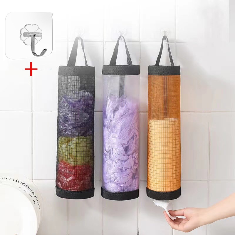 Grocery Bag Holder Wall Mount Plastic Bag Holder Dispenser Hanging ...