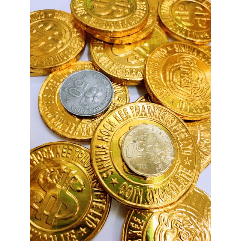 [6 pieces] Ultra Big Golden Coin Chocolate/ Gold Coin Chocolate Jumbo ...